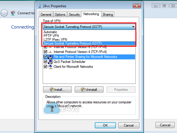 Windows Vista SSTP VPN Tutorial | 24vc